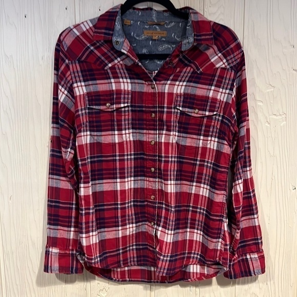 JACHS Girlfriend | Tops | Jachs Girlfriend Plaid Cotton Snap Front ...
